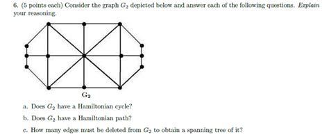 Solved Points Each Consider The Graph G Depicted Chegg Com