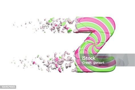 깨진 부서진된 알파벳 편지 Z 분쇄 된 글꼴 분홍색과 녹색 줄무늬 사탕의 만든 3d 렌더링에 고립 된 흰색 배경 12월에 대한 스톡 사진 및 기타 이미지 Istock