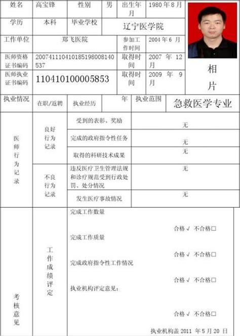 医师定期考核表一般程序 范文118