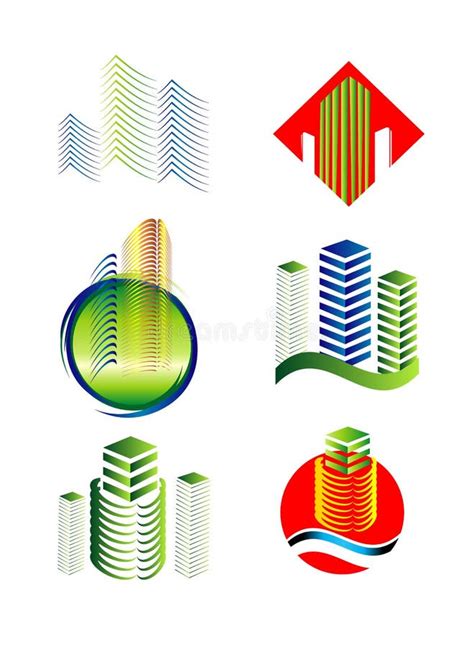 Building Construction Architecture Company Logo Set Stock Vector