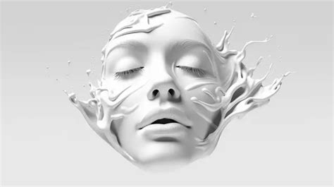 3d 그림 흰색 배경에 튀는 흰색 추상 액체 얼굴 격리 물 소용돌이 맑은 바닷물 액체 튀김 배경 일러스트 및 사진 무료
