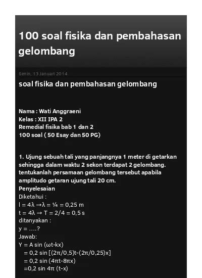 Soal Fisika Dan Pembahasan Gelombang Html Pdf
