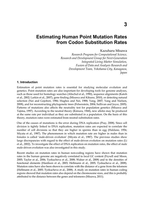 Pdf Estimating Human Point Mutation Rates From Codon Substitution Rates