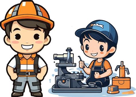 Premium Psd Engineering Worker Cartoon Illustration