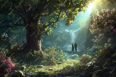 Premium Photo Adam And Eve In The Garden Of Eden