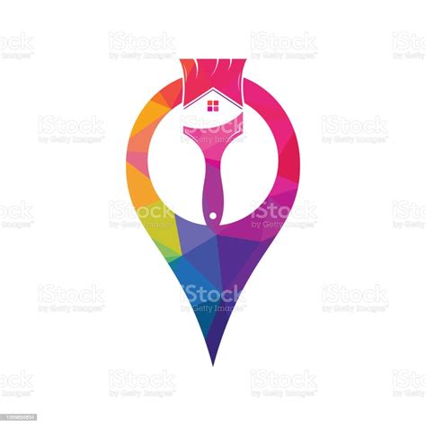 홈 복원 벡터 로고 디자인 속성 유지 보수 및 주택 개조 아이콘 벡터 홈 페인트 브러시 및 Gps 아이콘 개념에 대한 스톡 벡터