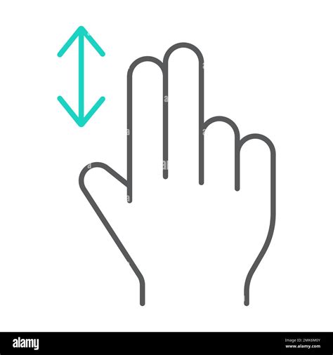 Two Finger Vertical Scroll Thin Line Icon Gesture And Hand Press Sign Vector Graphics A