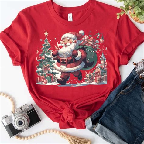 Christmas Santa Tree Shirt Christmas Shirt Christmas Tree Etsy