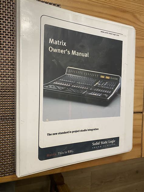 Solid State Logic Matrix 1 2 Binder Manual Reverb