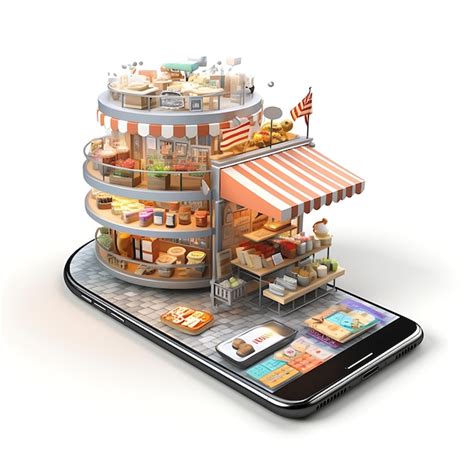 Premium Ai Image Creative 3d Of Mobile App Marketplace Provides A