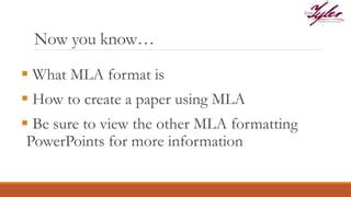 MLA Paper Format PPT