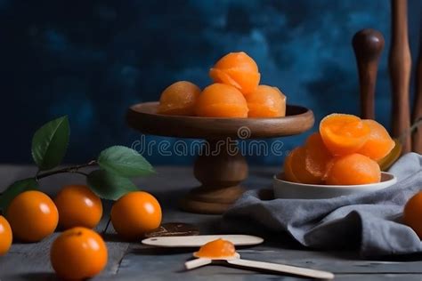 Natural Juicy Orange Popsicles Refreshing Ice Pops Stock Image Image Of Cream Table