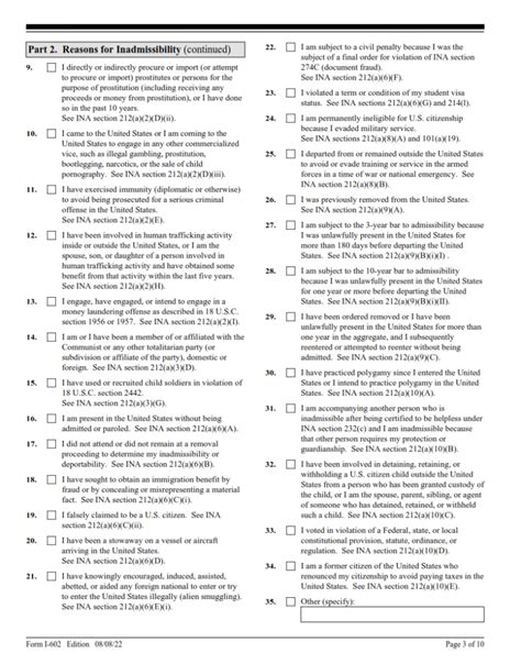 I 602 Form Application By Refugee For Waiver Of Inadmissibility Grounds Finder Doc
