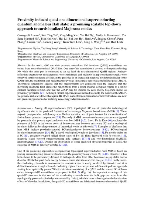 Pdf Proximity Induced Quasi One Dimensional Superconducting Quantum