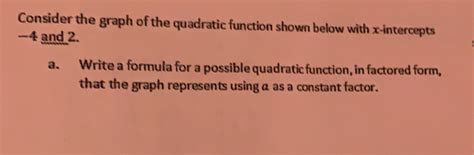 solved consider the graph of the quadratic function shown below with x