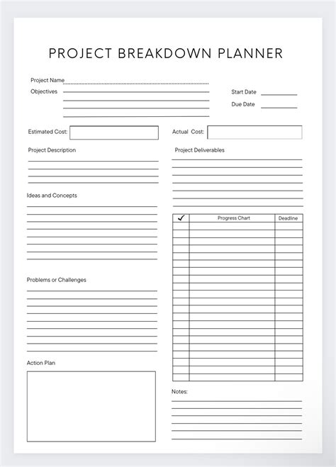 Project Breakdown Plannerproject Deliverymeeting Agendaproject