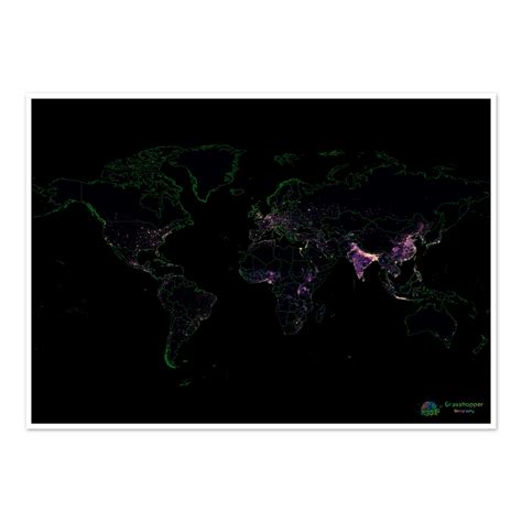 The World Population Density Heatmap Fine Art Print Grasshopper
