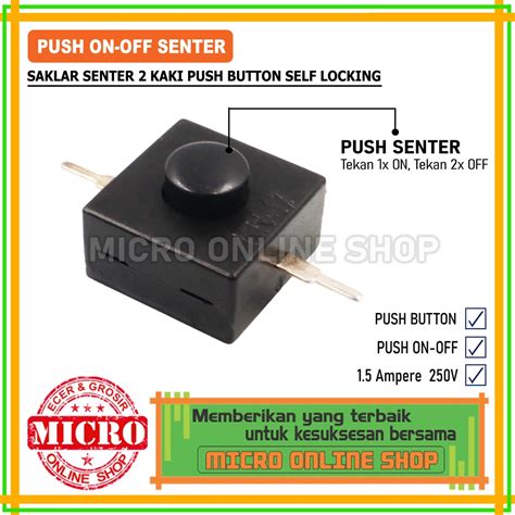 Jual Paket 3 Pcs Switch Push On Off 2 Pin Saklar Senter On Off 2 Kaki