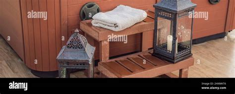 Hot Tub With Candles Ready To Take A Bath Valentines Day Concept