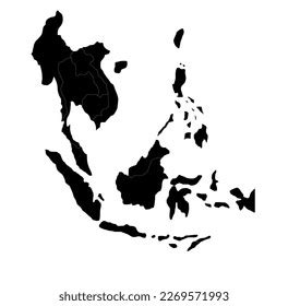 South East Asia Map Silhouette Vector Stock Vector Royalty Free 2269571993 Shutterstock