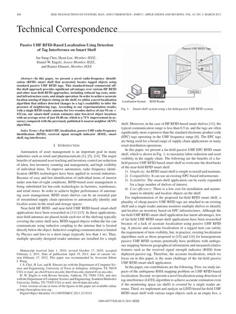 Pdf Passive Uhf Rfid Based Localization Using Detection Of Tag