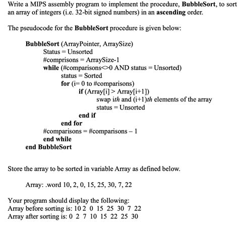 Solved Write A Mips Assembly Program To Implement