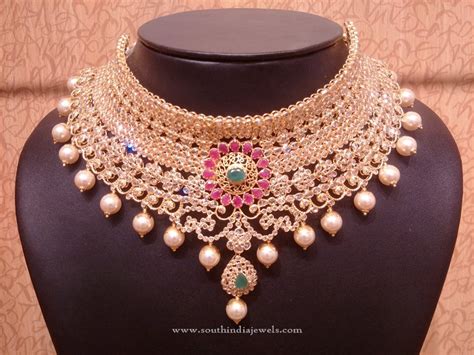 Gold Uncut Diamond Bridal Choker Necklace ~ South India Jewels