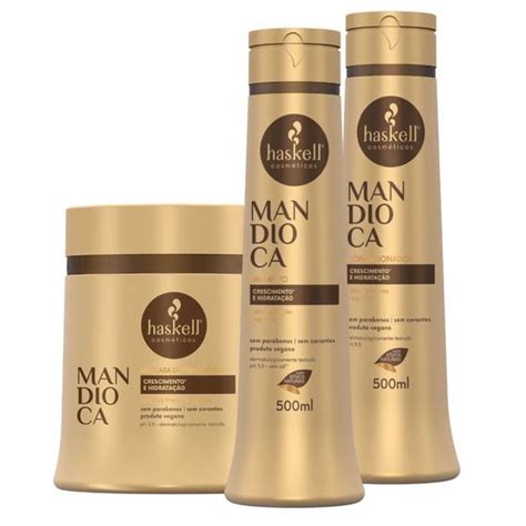Kit Haskell Mandioca Shampoo 500 Ml Condicionador 500ml Mascara