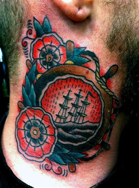 50 Traditional Neck Tattoos For Men Old School Ink Ideas