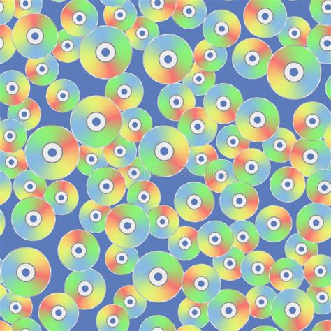 Colorful Plastic Compact Disc Seamless Pattern Stock Illustration