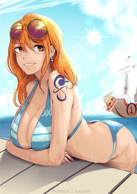 Rule 34 Beach Bikini Cleavage Fat Ass Female Female Only Huge Breasts Long Hair Nami One Piece