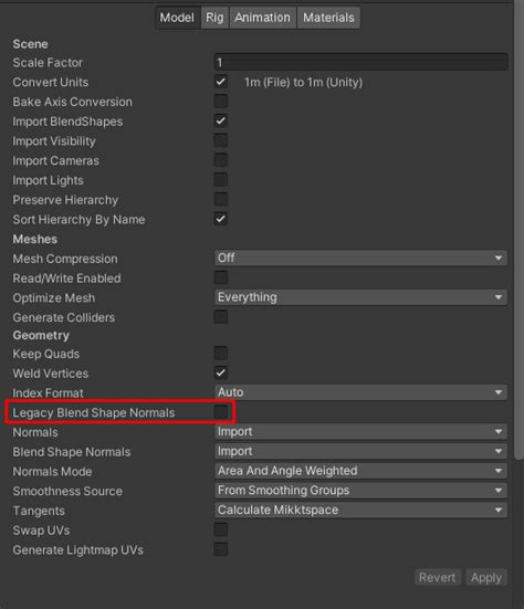 Legacy Blend Shape Normals Missing On Modelimporter Unity Engine