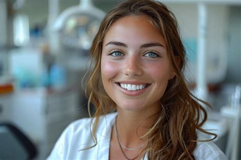 Premium Photo Woman With Long Hair Smiling At Camera