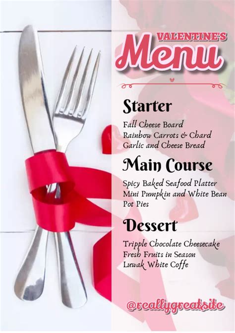 Valentine Menu Template Postermywall