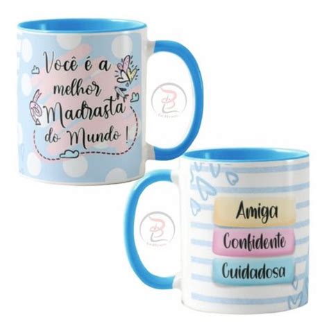 Caneca A Melhor Madrasta Do Mundo Int Azul Mod R Mugs Tableware Glassware