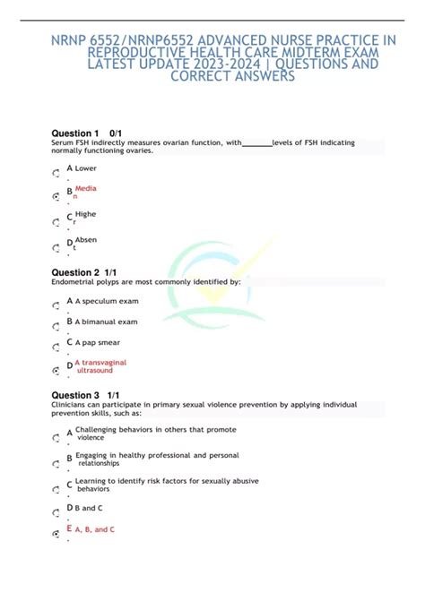 Nrnp 6552nrnp6552 Advanced Nurse Practice In Reproductive Health Care