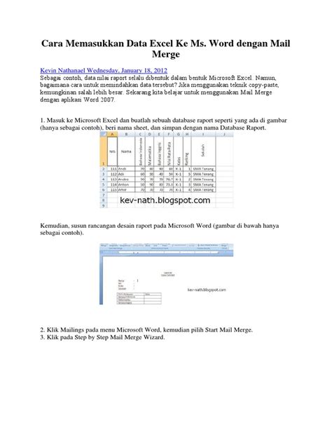 cara memasukkan data excel ke ms word dengan mail merge pdf karier