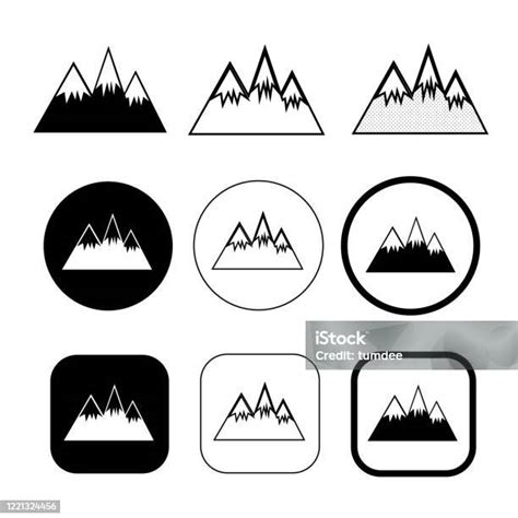 簡易山圖示旗標設計向量圖形及更多冒險圖片 冒險 地質學 大自然 Istock