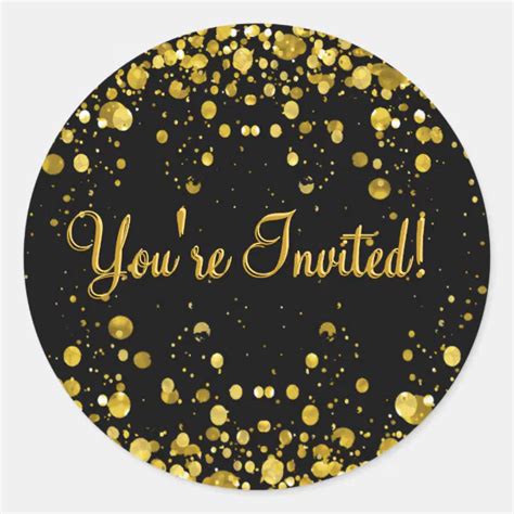 Gold Confetti Classic Round Sticker Zazzle