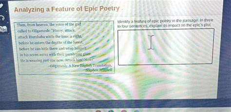 Analyzing A Feature Of Epic Poetry Then From StudyX
