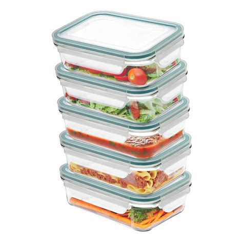 Kit 5 Potes Herméticos de Vidro Marmitas Fitness Vasilhas Tampa