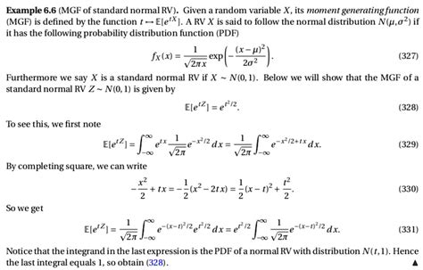 SOLVED Example 6 6 MGF Of Standard Normal RV Given A Random
