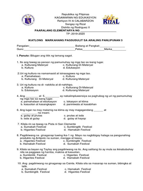 Grade 3 Ap 3rd Quarter Pdf