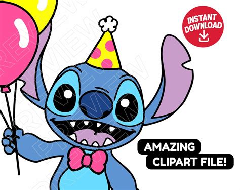 Stitch Birthday Balloons Svg Dxf Png Clipart Cut File Etsy México