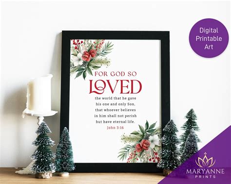 Christian Christmas Wall Art Print John 3 16 Bibel Vers Etsy De