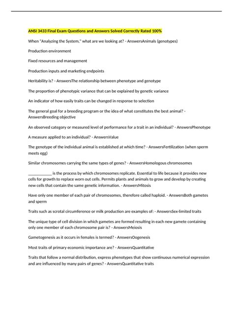 Ansi 3433 Final Exam Questions And Answers Solved Correctly Rated 100 Ansi 3433 Stuvia Us