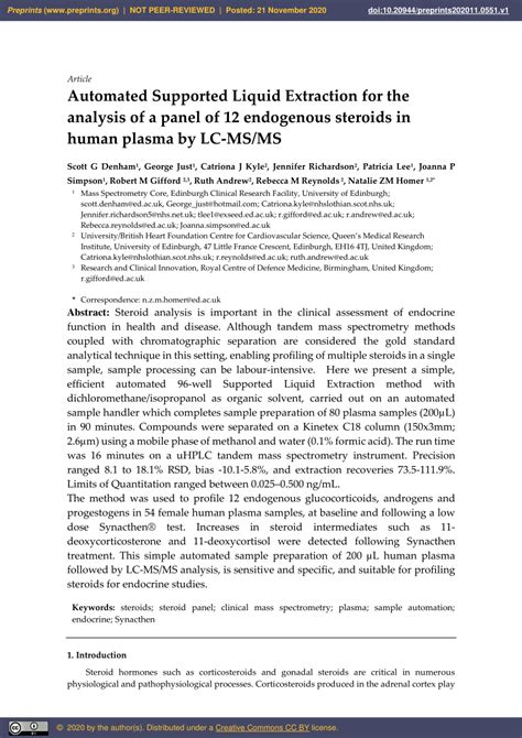 Pdf Automated Supported Liquid Extraction For The Analysis Of A Panel