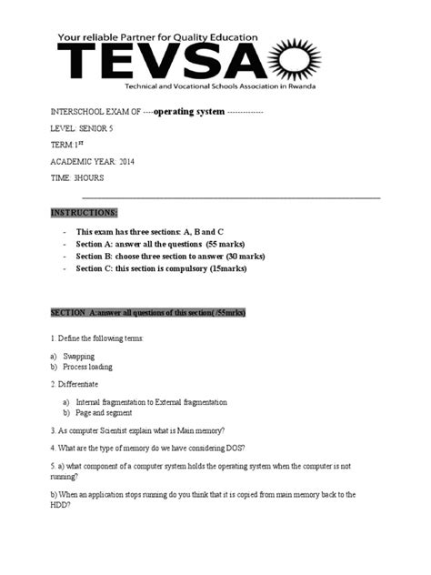 Operating System Section Aanswer All Questions Of This Section 55mrks Pdf Operating