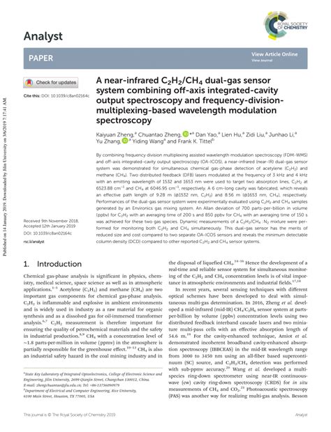 Pdf Near Infrared C2h2ch4 Dual Gas Sensor System Combining Off Axis Integrated Cavity Output