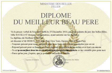 Diplome Du Meilleur Beau Pere